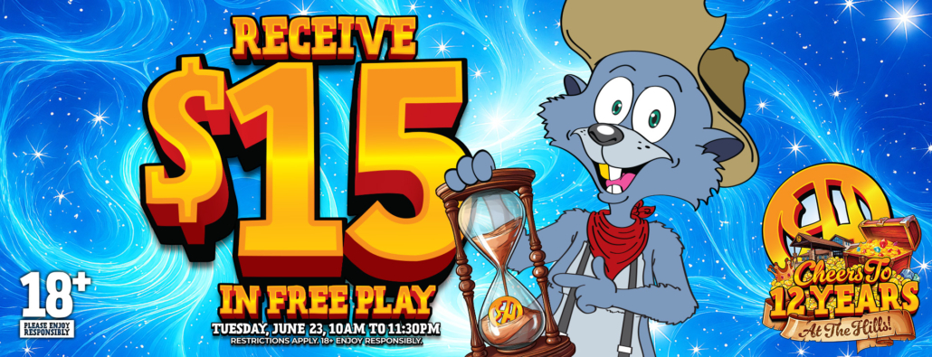 Cheers To 12 Years - Free Play Giveaway - Sand Hills Casino
